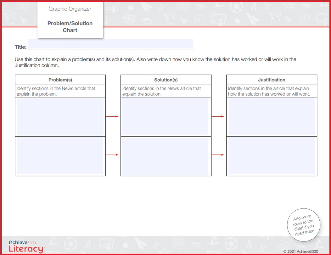 Graphic Organizer: Problem Solution Chart – Achieve3000 Resource Center